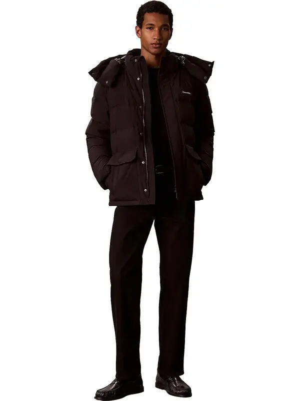 Calvin Klein Matte Hooded Down Puffer Jacket - Black
