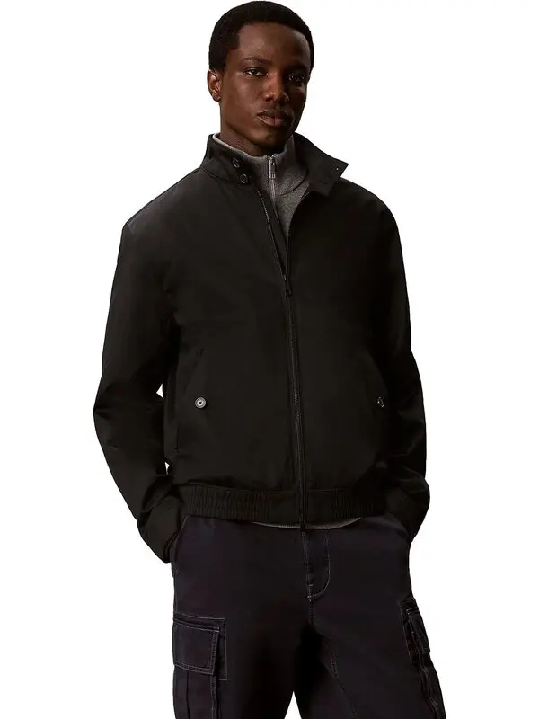 Calvin Klein Cotton Nylon Stand Collar Jacket - Black