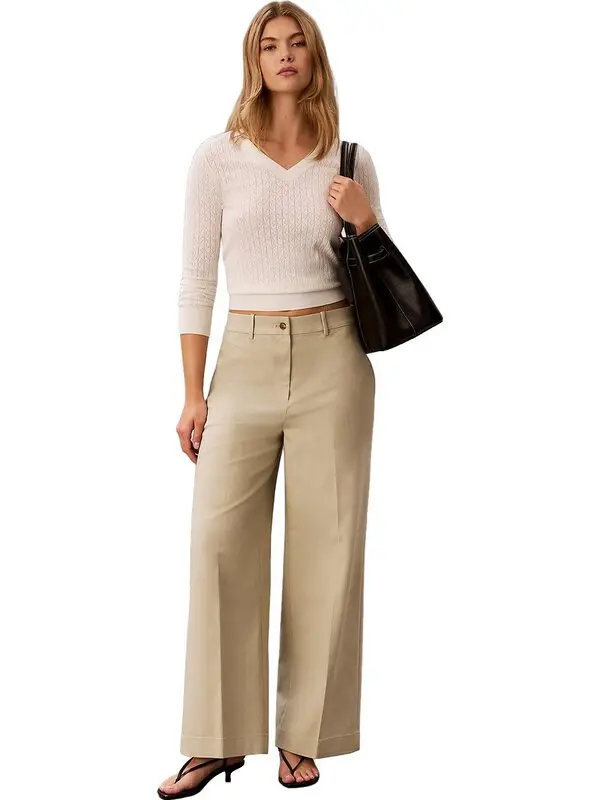 Calvin Klein Wide Leg Chino Pants - Mint Sauce