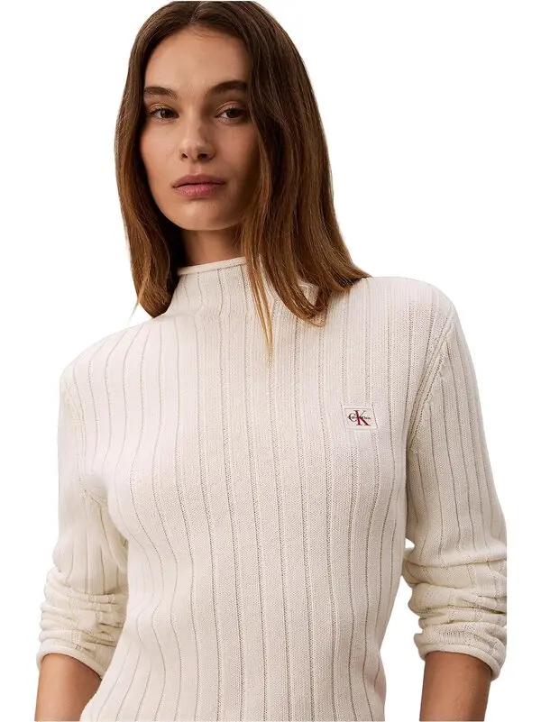 Calvin Klein Woven Monologo Turtleneck Sweater - Tofu