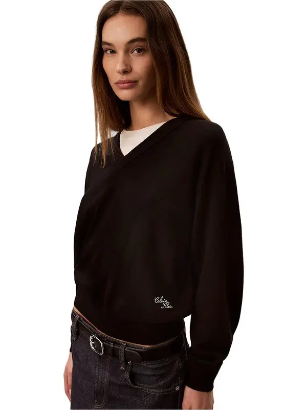 Calvin Klein Dual Layer Relaxed Sweater - Black