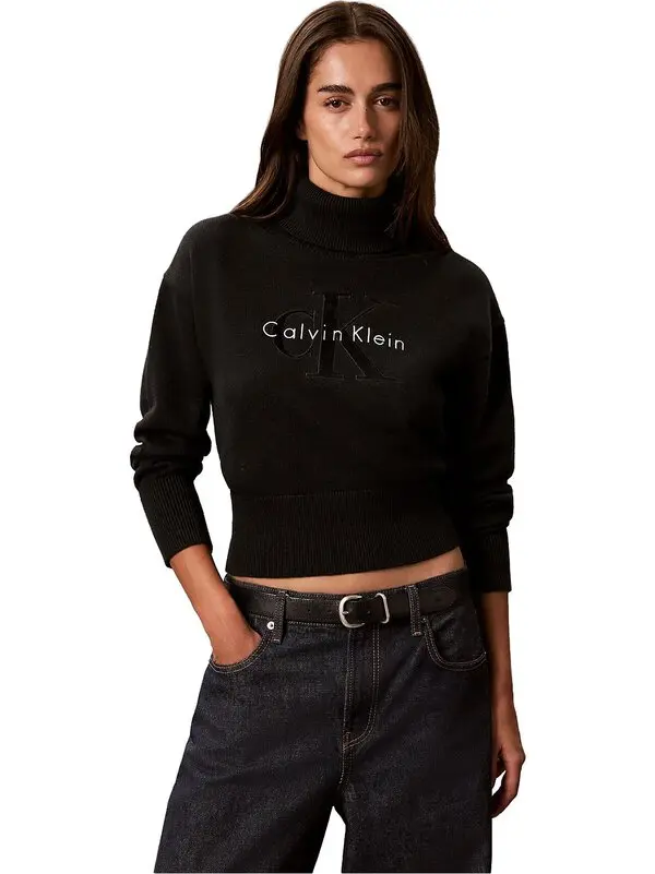 Calvin Klein Monologo Turtleneck Sweater - Black