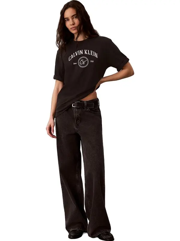 Calvin Klein Arch Varsity Logo Graphic Relaxed T-shirt - Black
