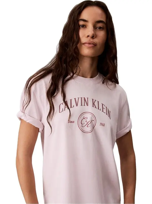 Calvin Klein Arch Varsity Logo Graphic Relaxed T-shirt - Crystal Blush