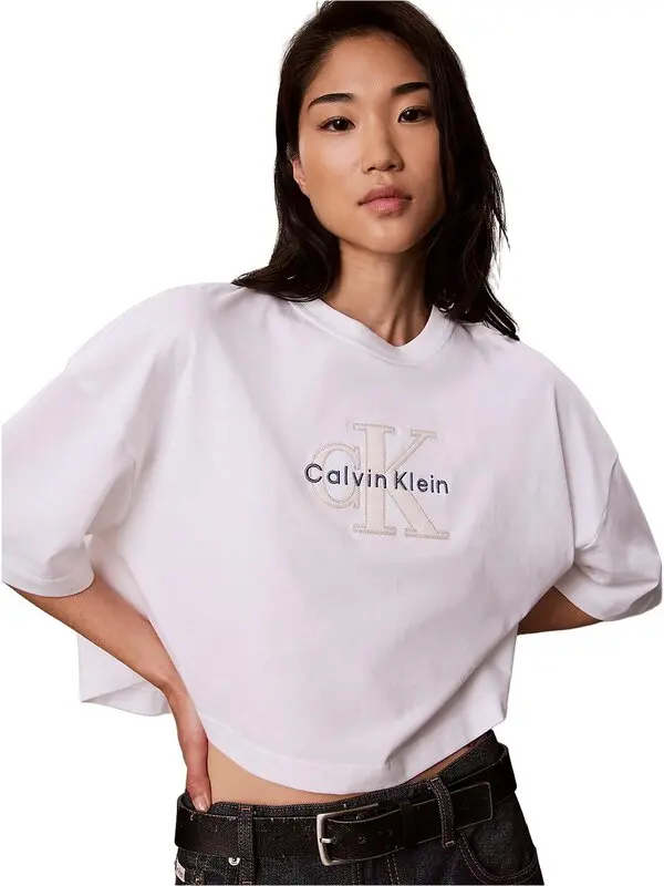 Calvin Klein Denim Monologo Boxy T-shirt - Bright White