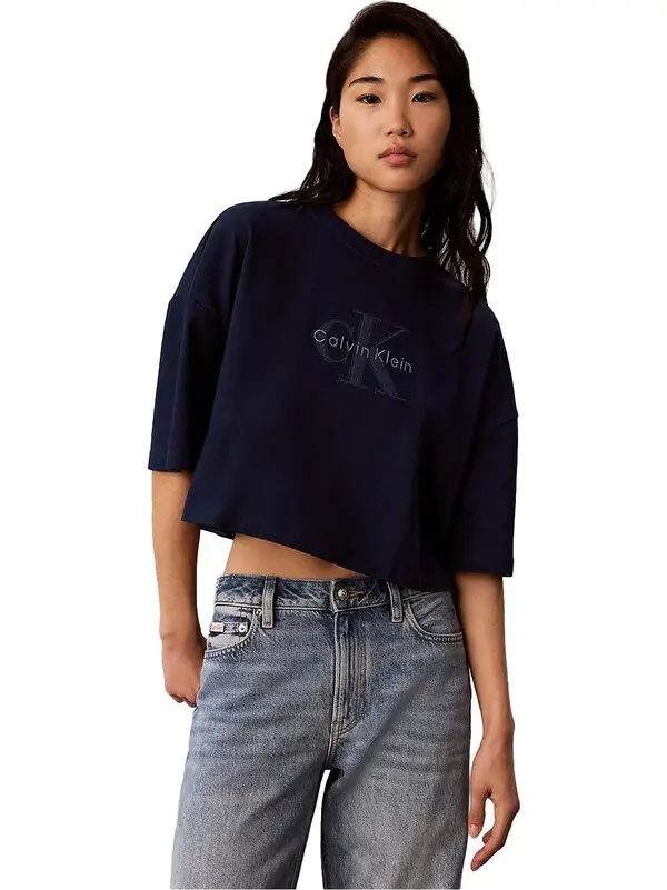 Calvin Klein Denim Monologo Boxy T-shirt - Pageant Blue