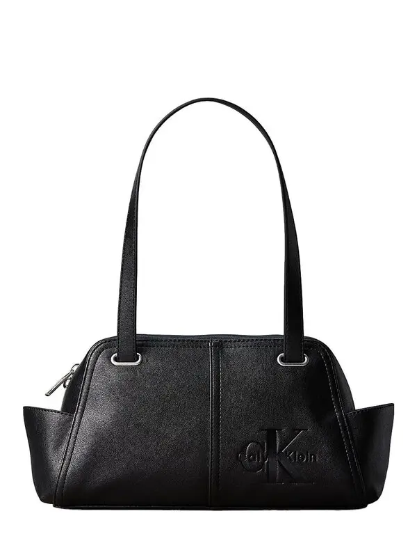 Calvin Klein Embossed Monogram Shoulder Bag - Black