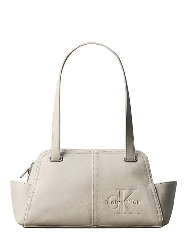 Calvin Klein Embossed Monogram Shoulder Bag - Light Hay