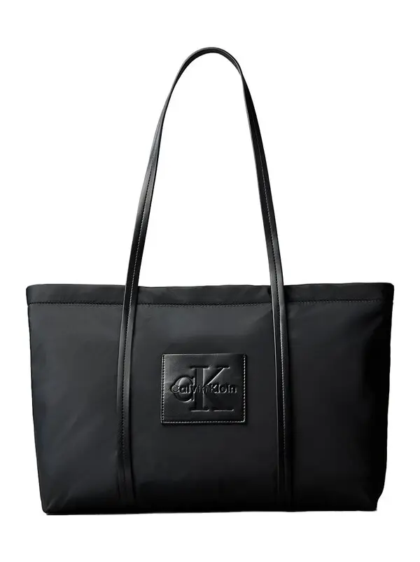 Calvin Klein Embossed Monologo Tote Bag - Black