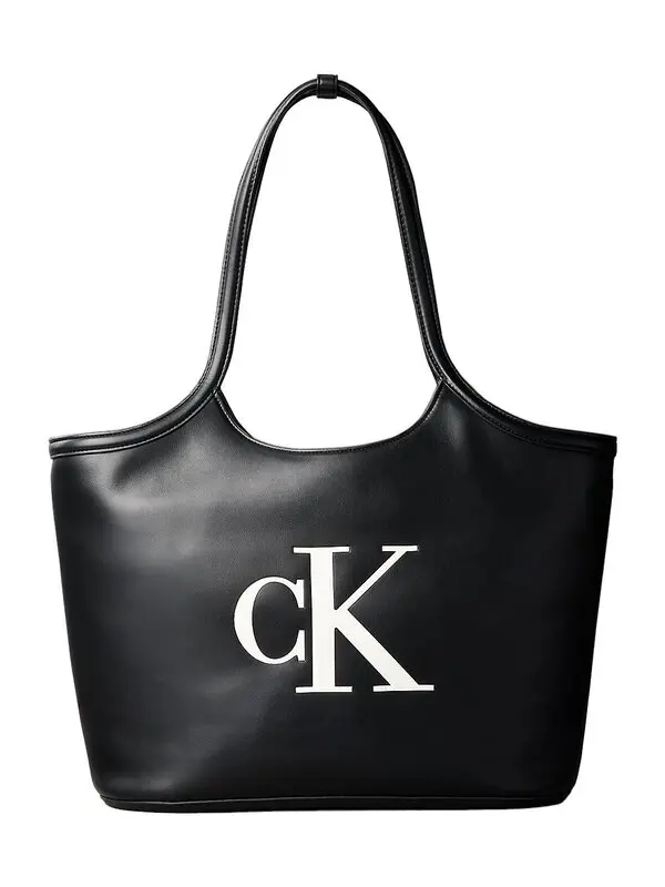 Calvin Klein Embossed Monogram Tote Bag - Black/white