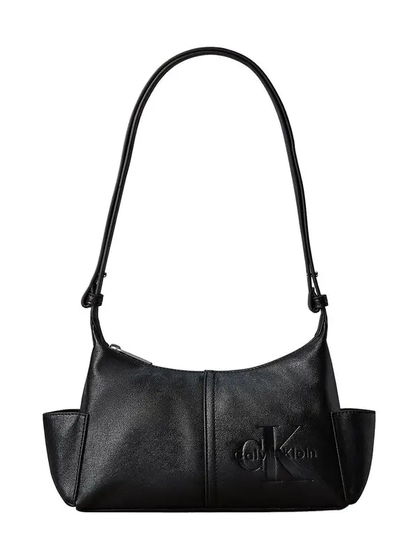 Calvin Klein Embossed Monologo Crossbody Bag - Black