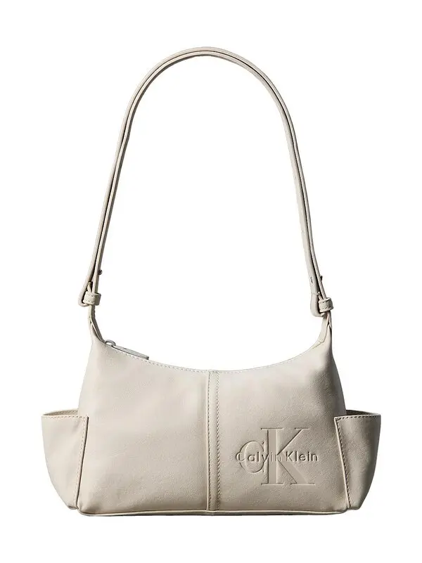 Calvin Klein Embossed Monologo Crossbody Bag - Light Hay