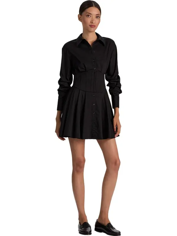 Alice + Olivia Edie Corset Mini Shirt Dress - Black