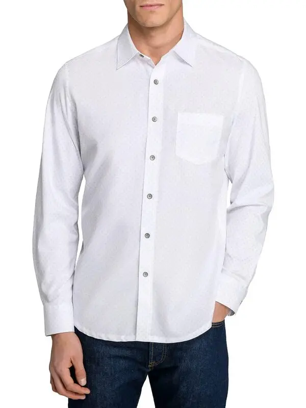 W.R.K Slim Fit Abstract Floral Dot Reworked Button-up Shirt - White