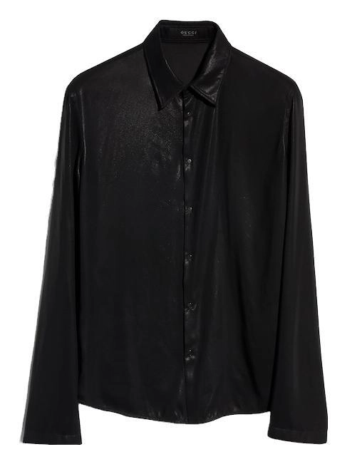 Gucci Shiny Technical Satin Shirt - Black