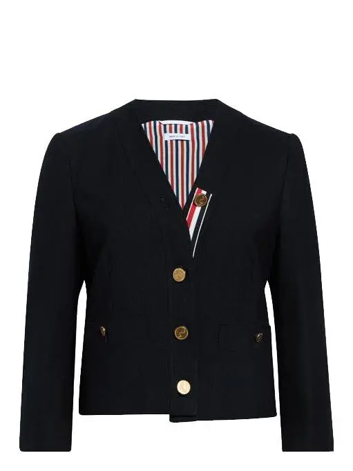 Thom Browne Wool Cardigan Jacket - Navy