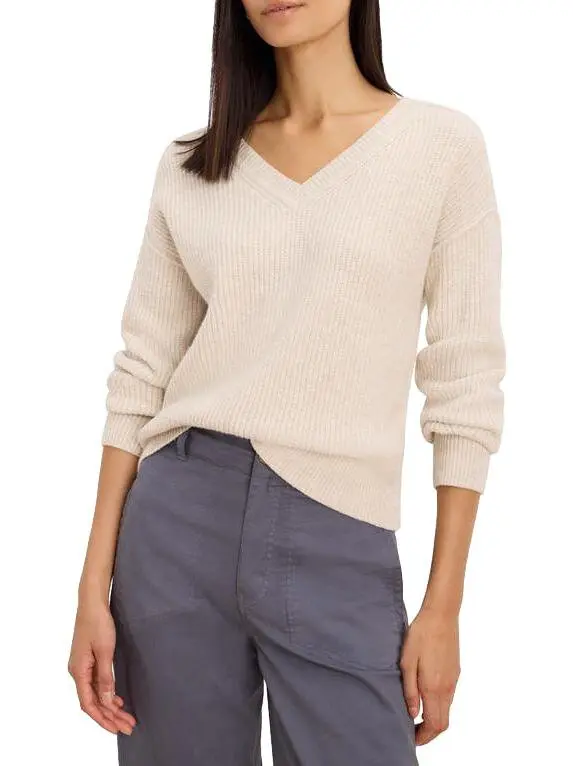 NIC+ZOE Textured V-neck Sweater - Coconut
