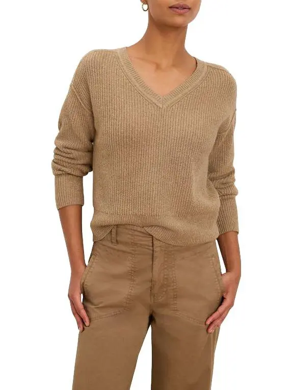NIC+ZOE Textured V-neck Sweater - Oak