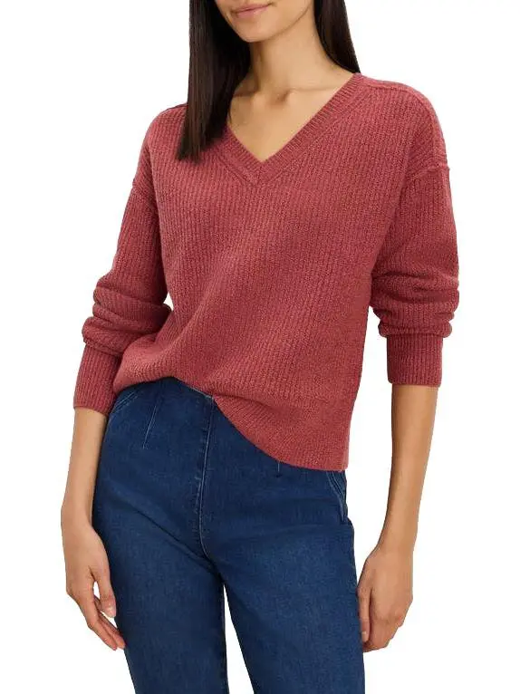 NIC+ZOE Textured V-neck Sweater - Spice