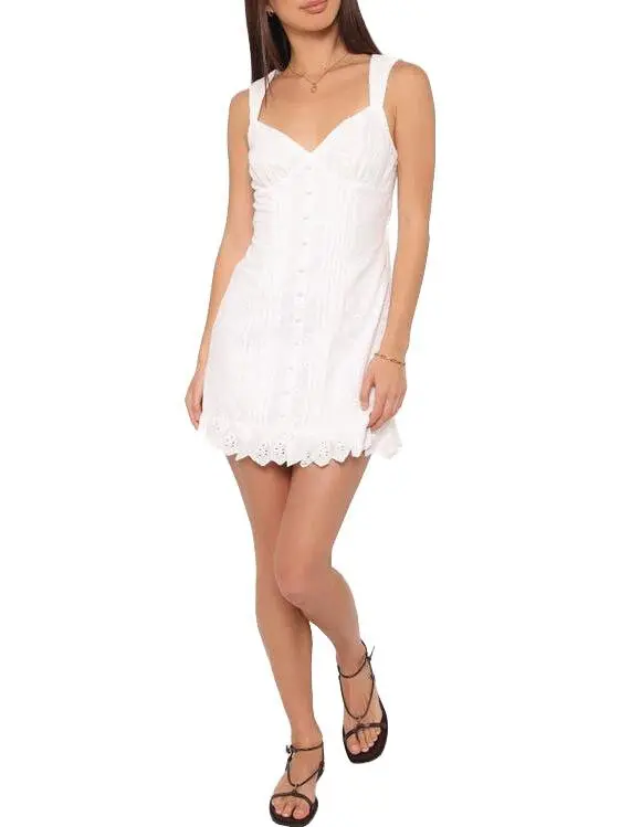 PETAL & PUP Cherish Eyelet Cotton Minidress - White