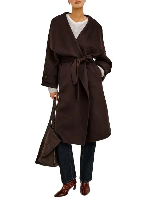 Rails Celeste Wool Blend Belted Wrap Coat - Chocolate