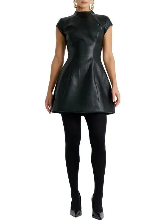 Bardot Delphi Faux Leather Mini Dress - Black