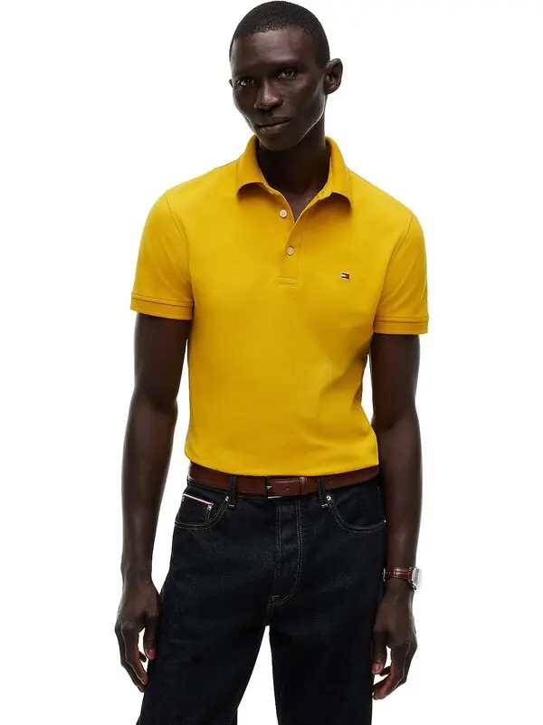 Tommy Hilfiger Slim Fit Stretch Pique Polo - Mustard Amber