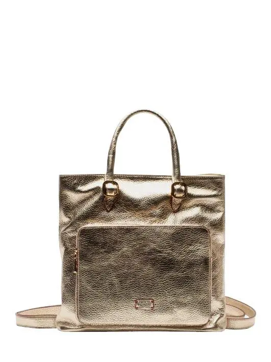 FRANCES VALENTINE Carin Leather Convertible Tote - Gold