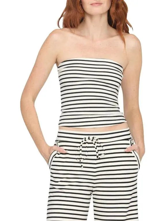 PROJECT SOCIAL T Thea Striped Tube Top - Ivory/black