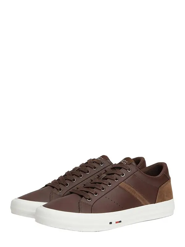 Tommy Hilfiger Tommy Logo Leather Sneaker - Cocoa