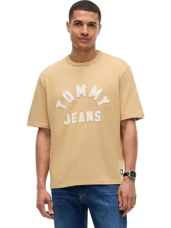 Tommy Hilfiger Distressed Logo T-shirt - Sandy Beige