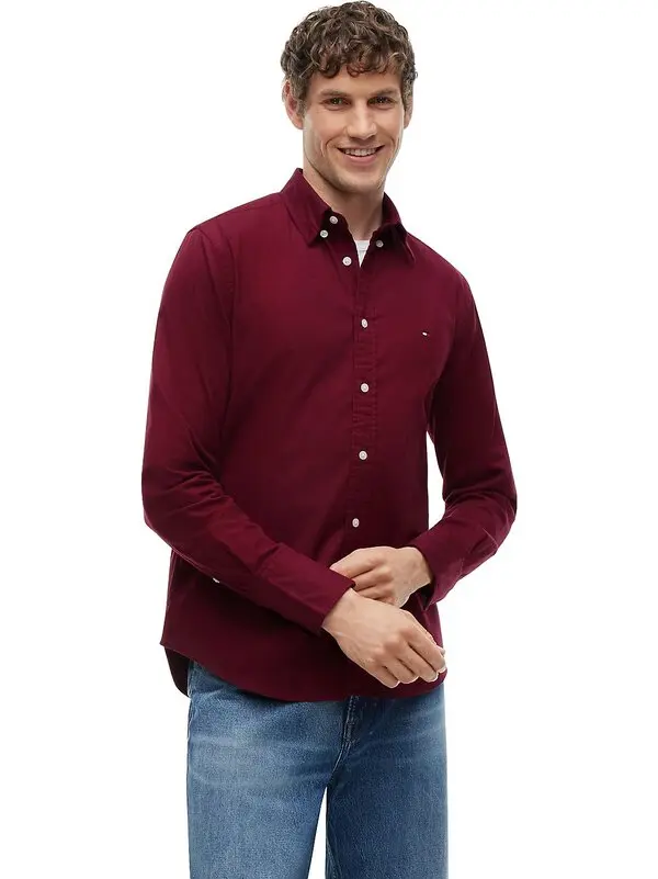 Tommy Hilfiger Regular Fit Flex Flannel Shirt - Burgundy