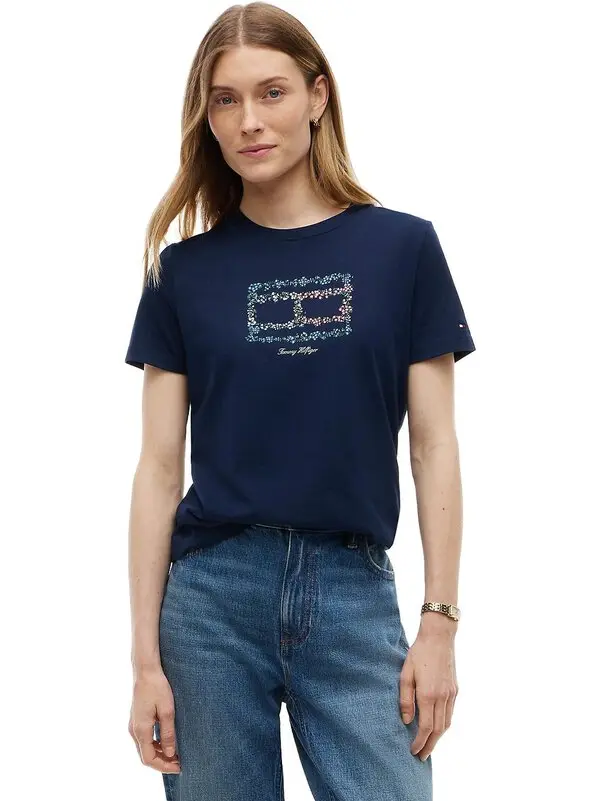 Tommy Hilfiger Relaxed Fit Floral Flag Logo T-shirt - Dark Blue