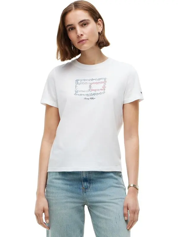 Tommy Hilfiger Relaxed Fit Floral Flag Logo T-shirt - Ecru