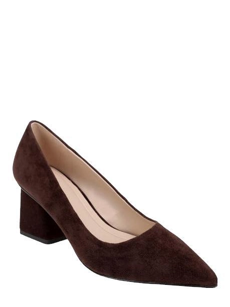 Pelle Moda Inell" Pointed Toe Block Heel Pumps - Chocolate