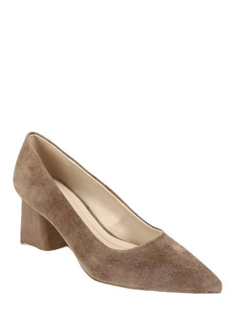 Pelle Moda Inell" Pointed Toe Block Heel Pumps - Taupe