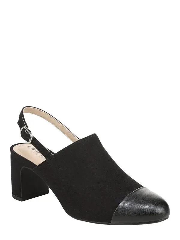 LIFESTRIDE Tessa Slingback Pump With Cap Toe - Black