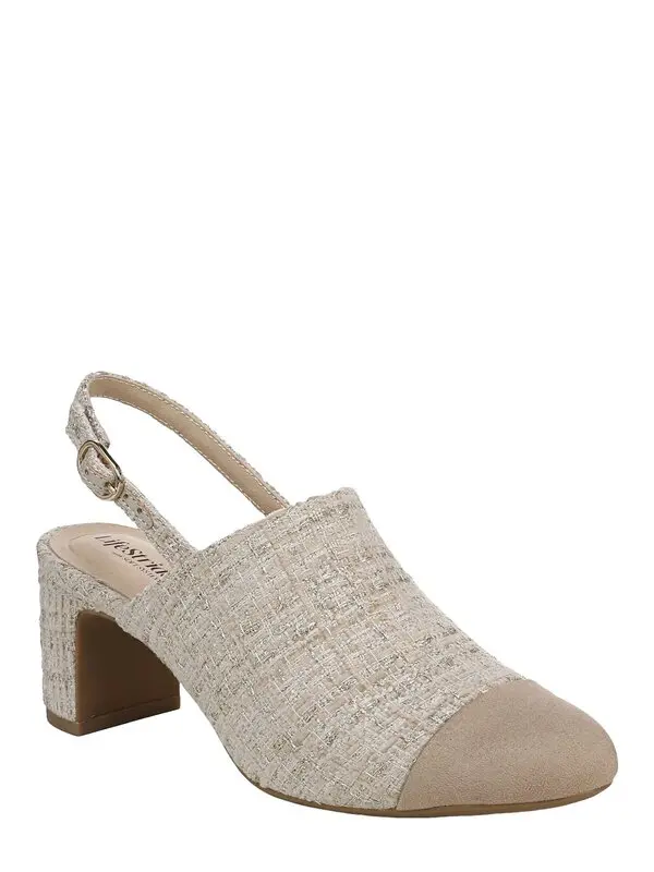 LIFESTRIDE Tessa Slingback Pump With Cap Toe - Light Tan Multi
