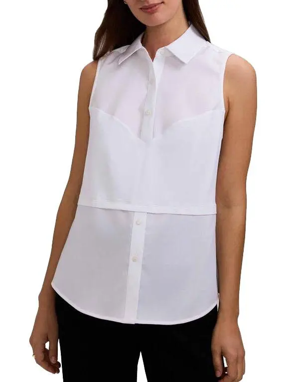 Foxcroft Chelsea Layered Sleeveless Tank Top - White