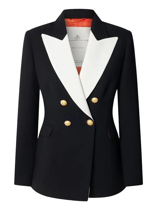 THE EXTREME COLLECTION Double-breasted Peak Lapel Blazer - Black/white
