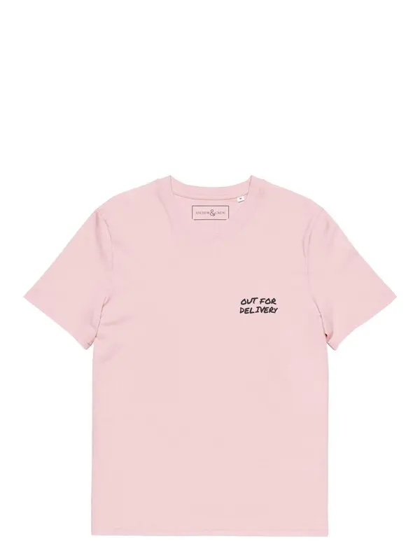 ANCHOR & CREW Cotton Out For Delivery Annotations Organic Cotton T-shirt - Pink