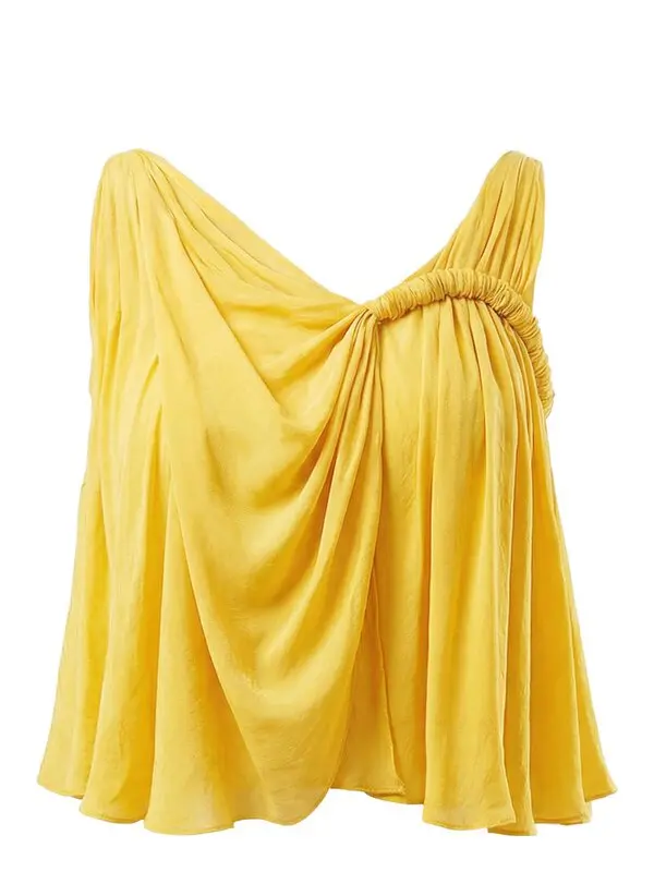TEQUMAH Ramona Draped Cowl-neck Viscose Top - Yellow