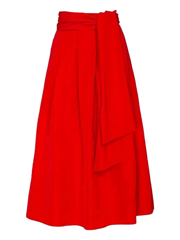THE EXTREME COLLECTION Midi Skirt With Waist Tie - Red
