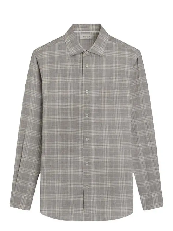 Allen Edmonds Bugatchi Axel Woven Long-sleeve Shirt - Cobblestone
