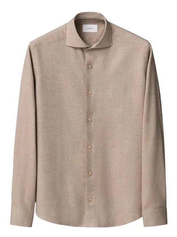 Allen Edmonds Eaton Eton Solid Flannel Shirt - Tan