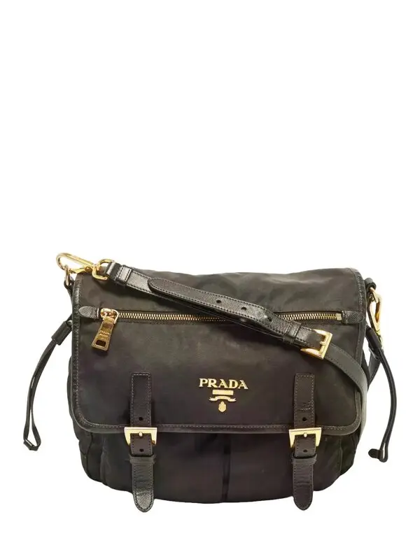 Prada Tessuto Double-buckle Messenger Bag - Black