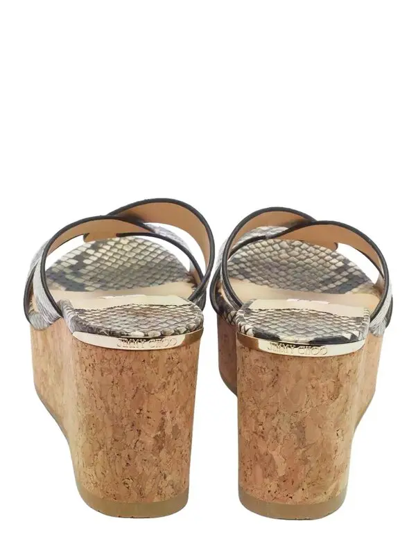 JIMMY CHOO Python Embossed Wedge Sandals - Grey