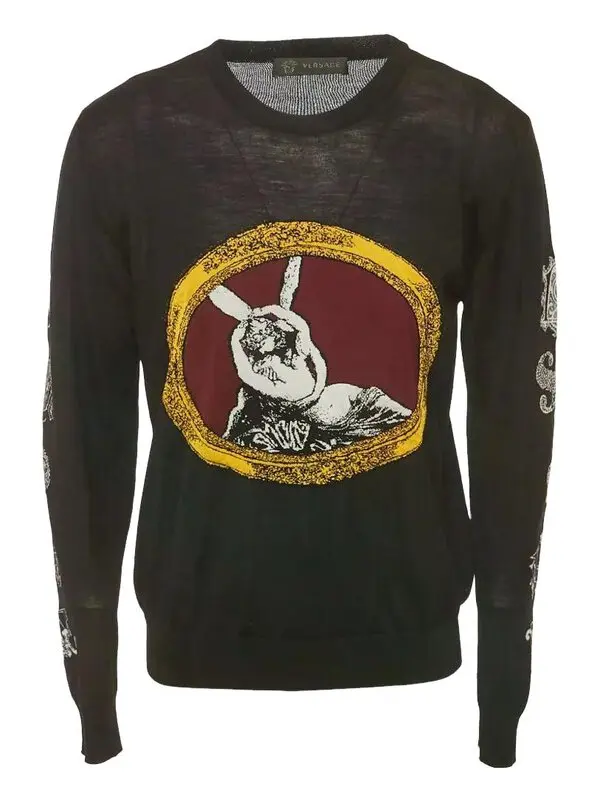 Versace Printed Knit Sweater - Black