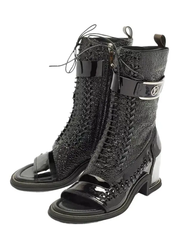 LOUIS VUITTON Moonlight Open-toe Lace-up Ankle Boots - Black
