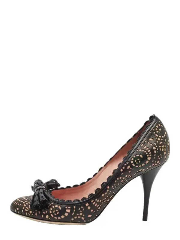 Dior Leather Bow Detail Stiletto Pumps - Black
